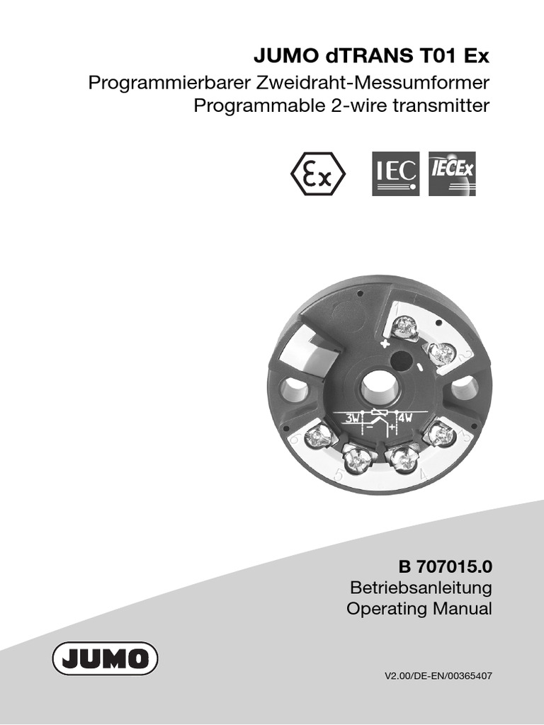 Jumo Dtrans T01 Ex: Programmierbarer Zweidraht-Messumformer ...