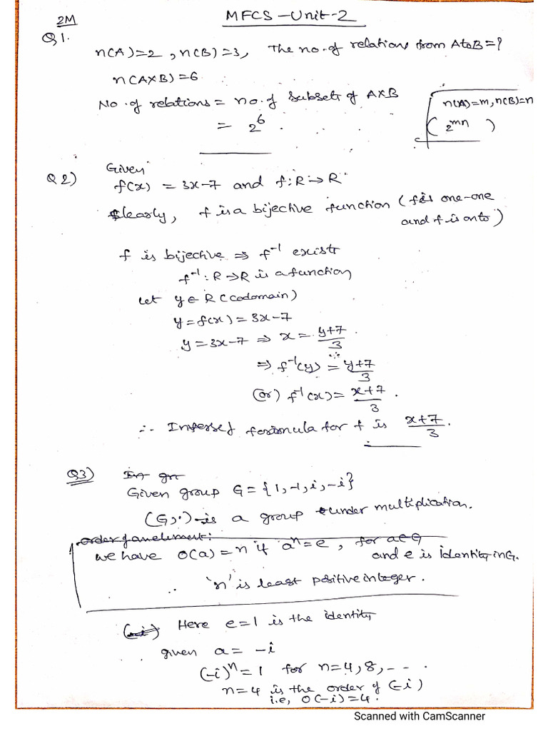 MFCS Unit 2 question bank sol (1) | PDF