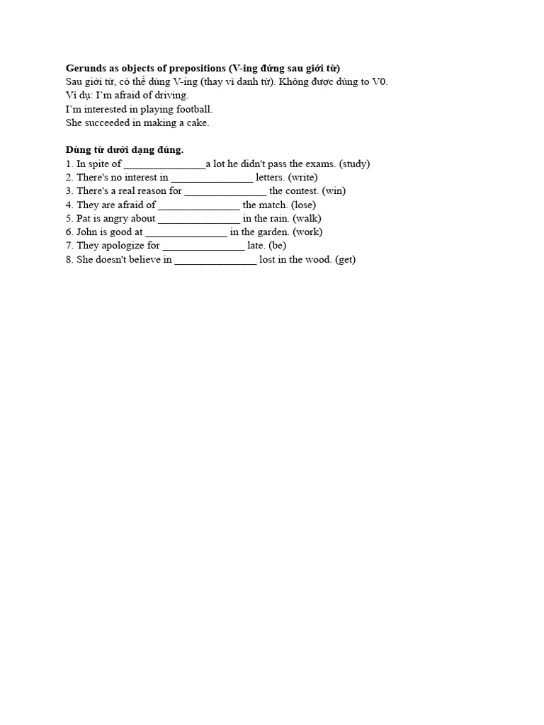 Grammar - Gerunds As Objects of Prepositions | PDF