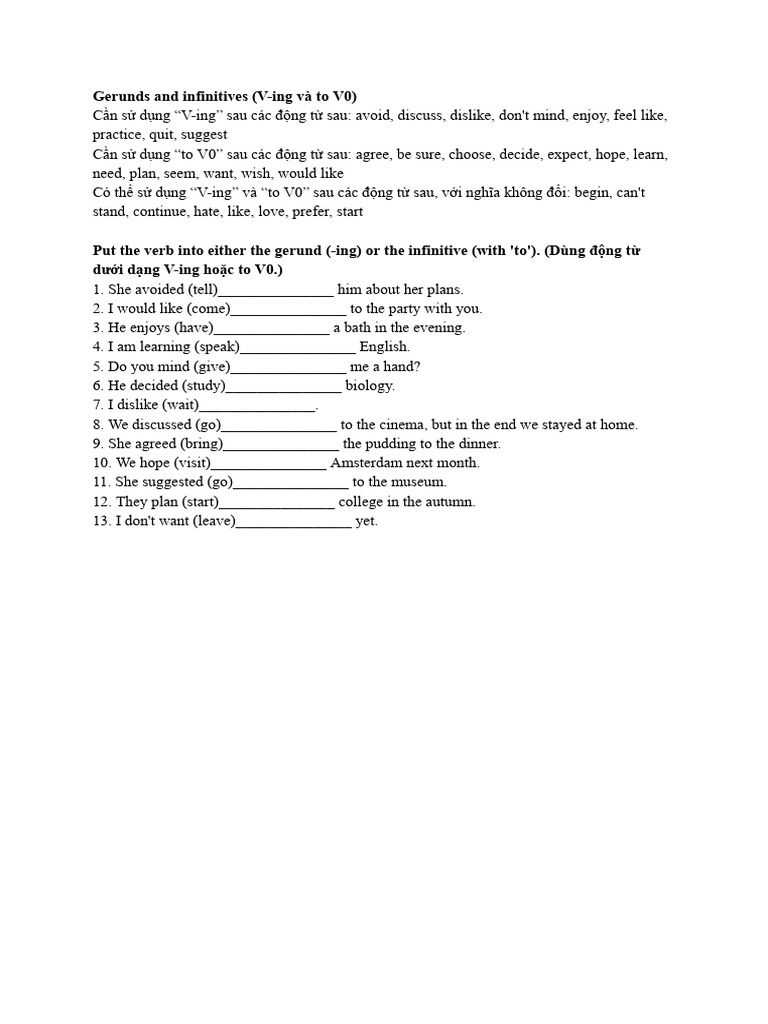 Grammar A Unit 7 - Gerunds and Infinitives | PDF