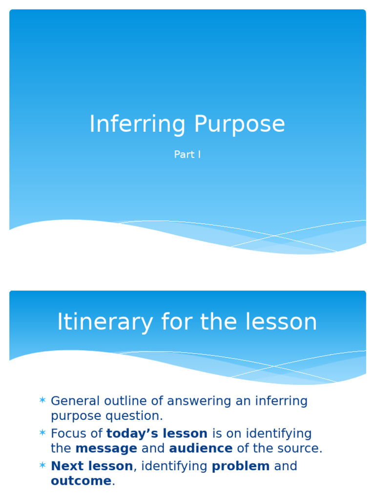 Inferring Purpose Lesson 1&2 Complete | PDF