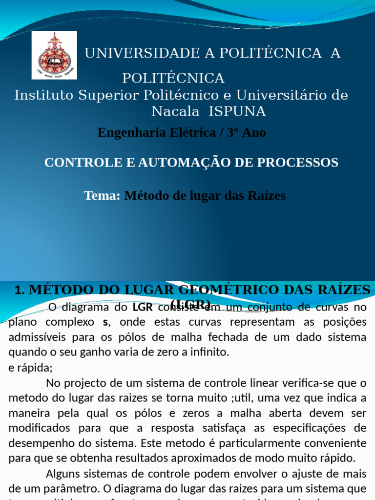 Aula.8. Metodo de Lugar de Raizes | PDF