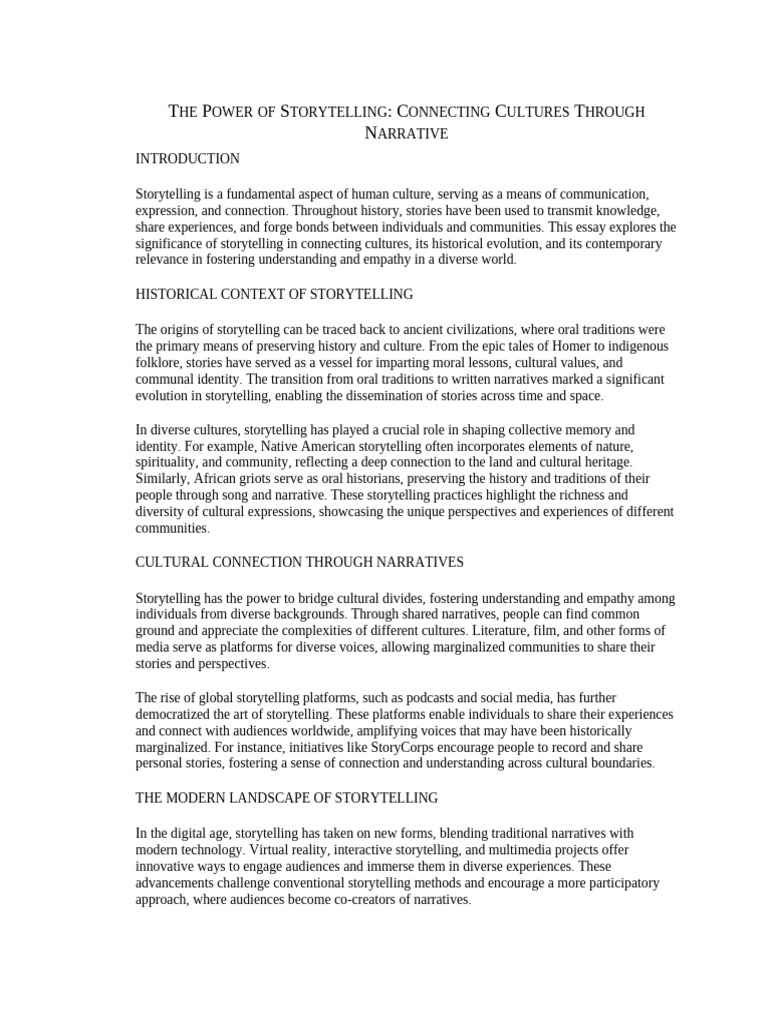 Connecting Cultures Through Narrative | PDF