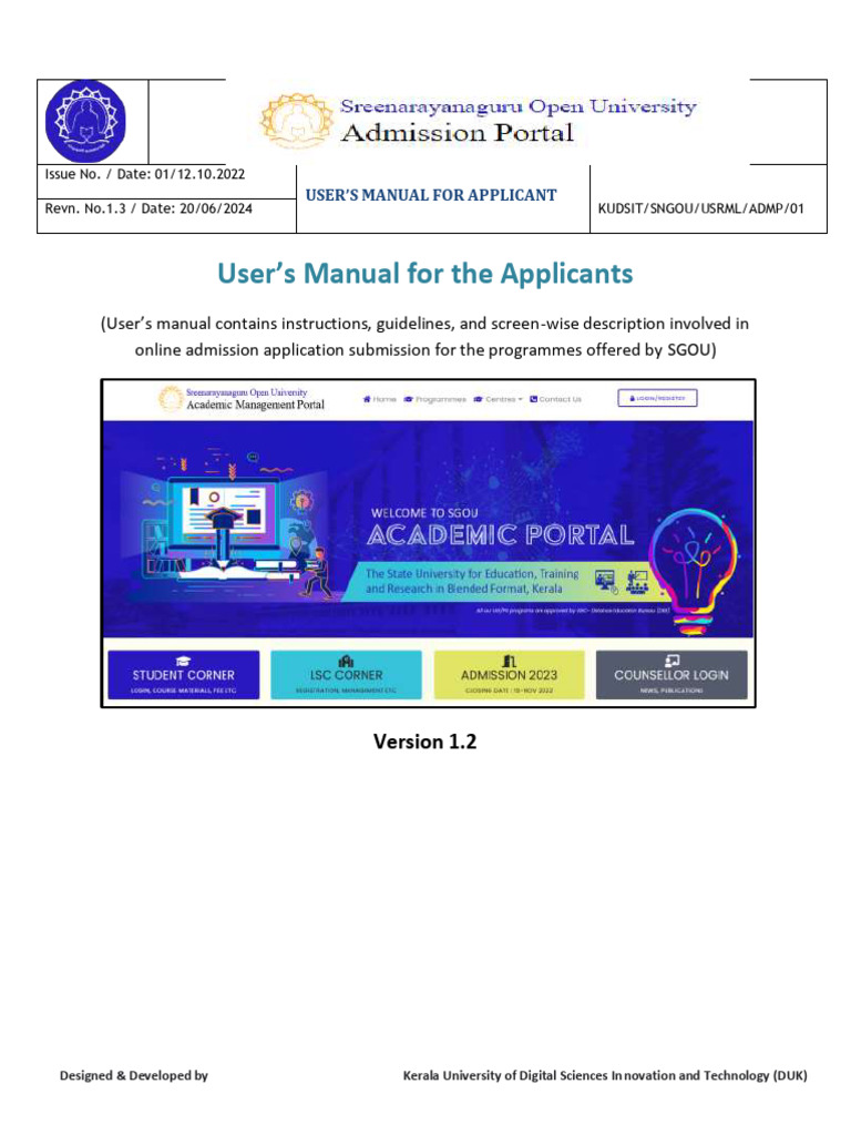 User's Manual SGOU Admission Public | PDF