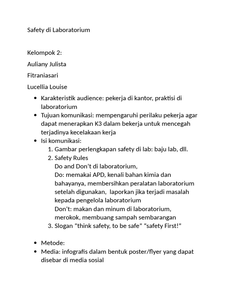 Safety Di Laboratorium | PDF