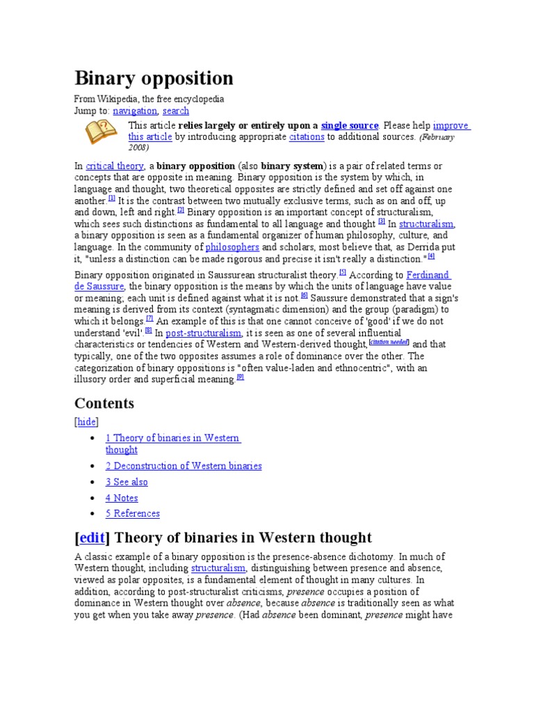 Understanding Binary Opposition Concepts | PDF | Deconstruction | Feminism