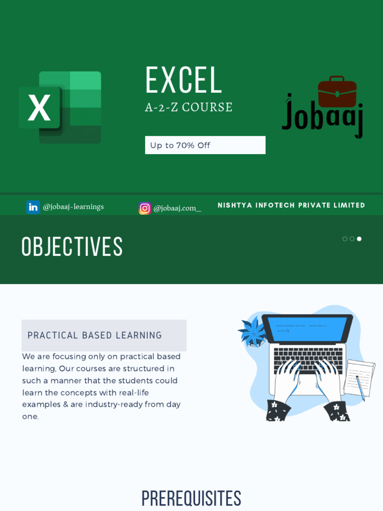 Excel A - 2 - Z Course by Jobaaj Learnings | PDF
