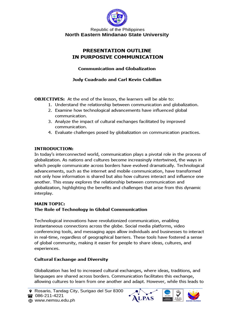 Presentation Outline | PDF