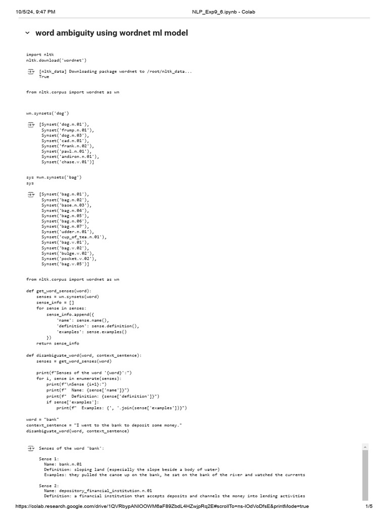 NLP - Exp9 - 6.ipynb - Colab | PDF