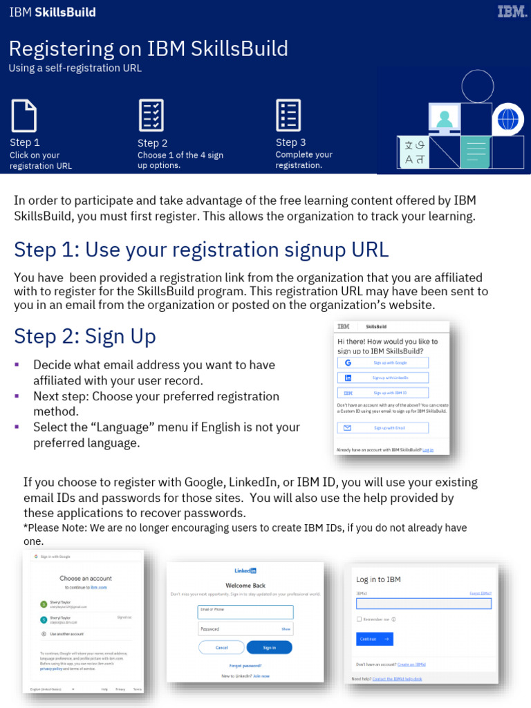 Self Registration SkillsBuild | PDF