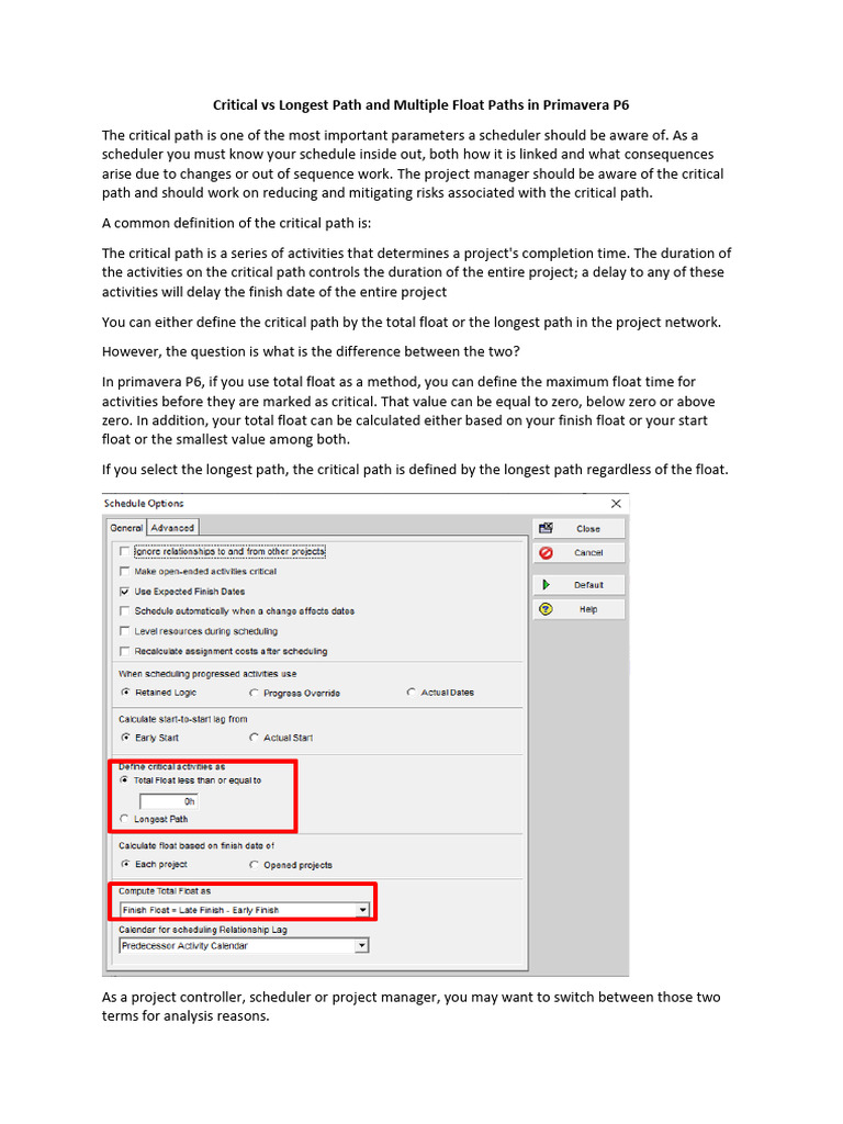 Critical path vs longest path vs multiple float path | PDF