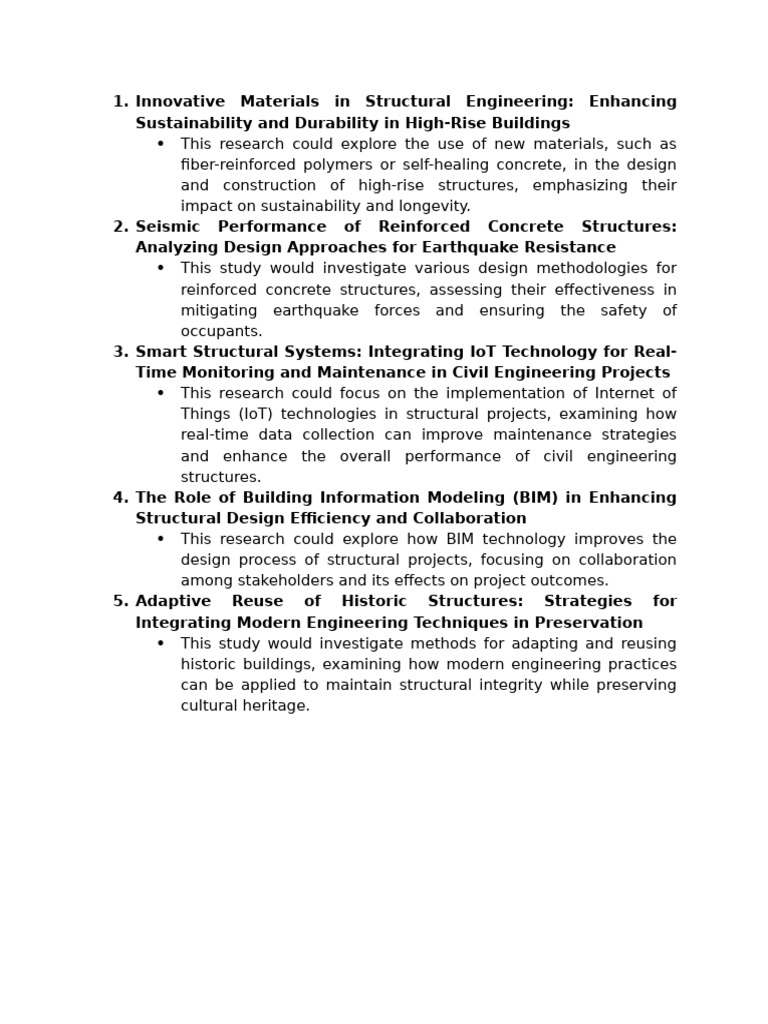Research-Titles-in-Civil-Engineering | PDF