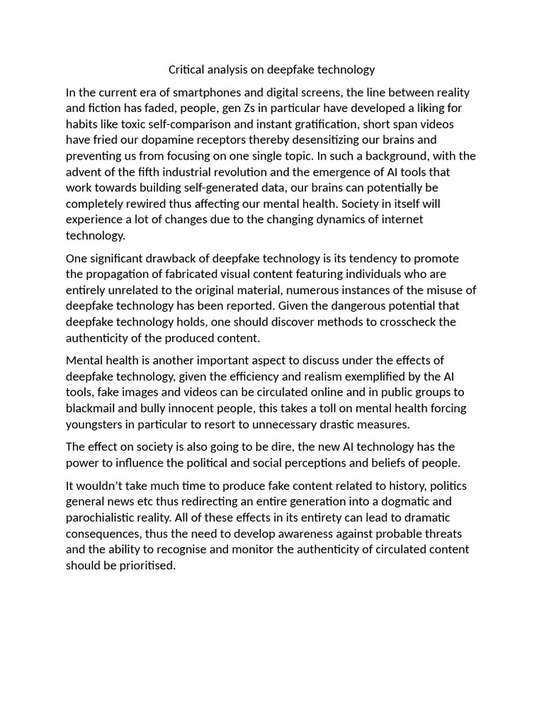 How Deepfake Technology Is Impacting Society | PDF