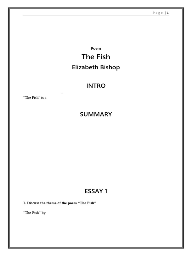 The Fish Elizabeth Bishop Complete Notes | PDF