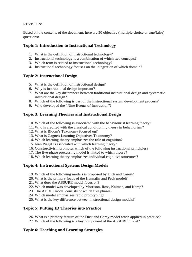 Holistic Self Assessment of Instructional Technology | PDF