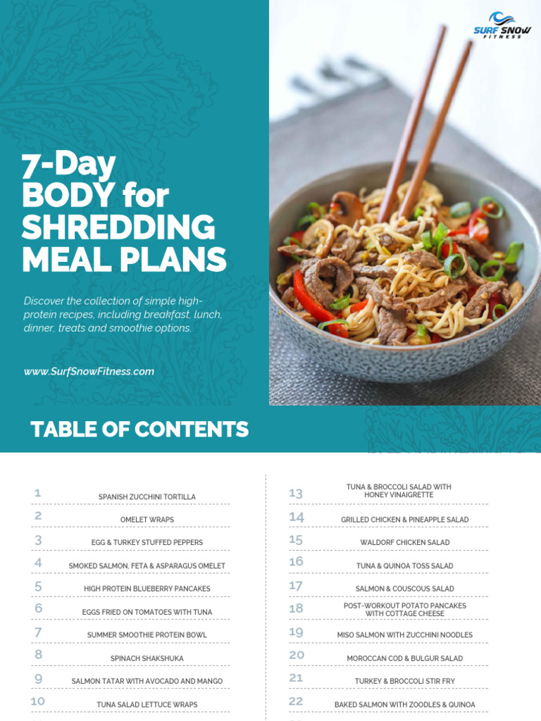 7 Day Body For Shredding Meal Plans | PDF
