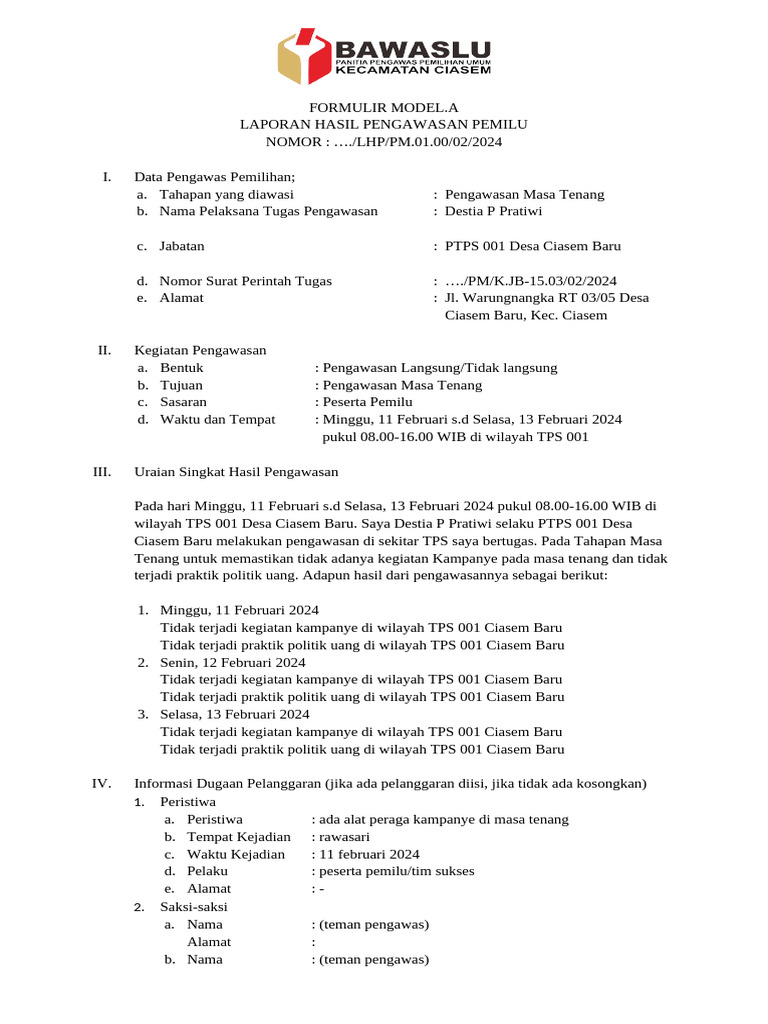 LHP Ptps Masa Tenang | PDF