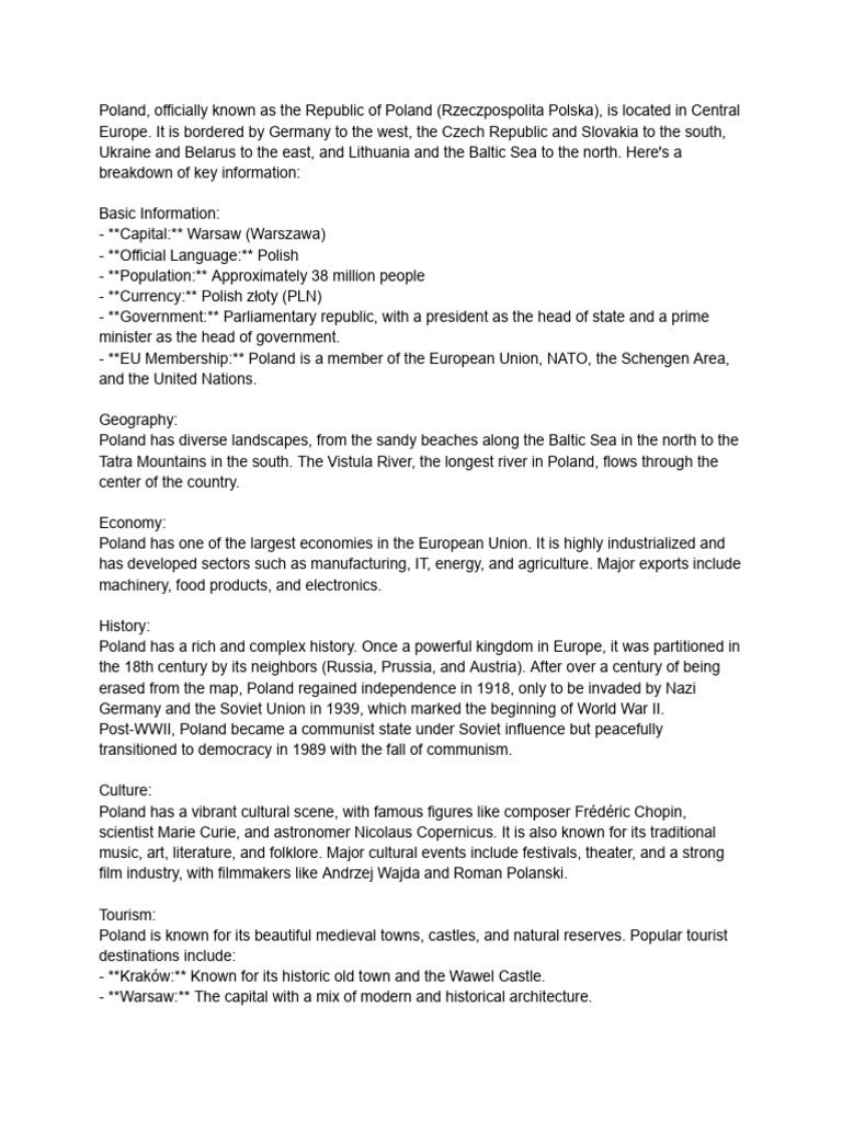 General Information About Poland and Speech On Mod Caucus | PDF