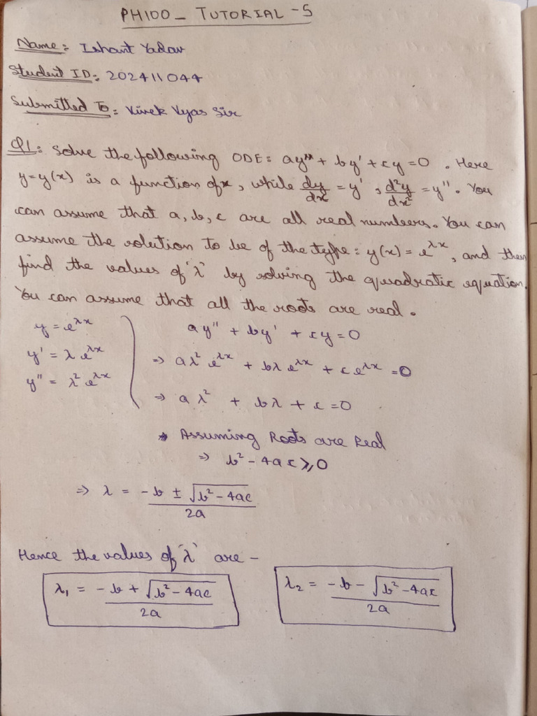 PH100 Tutorial-5 | PDF