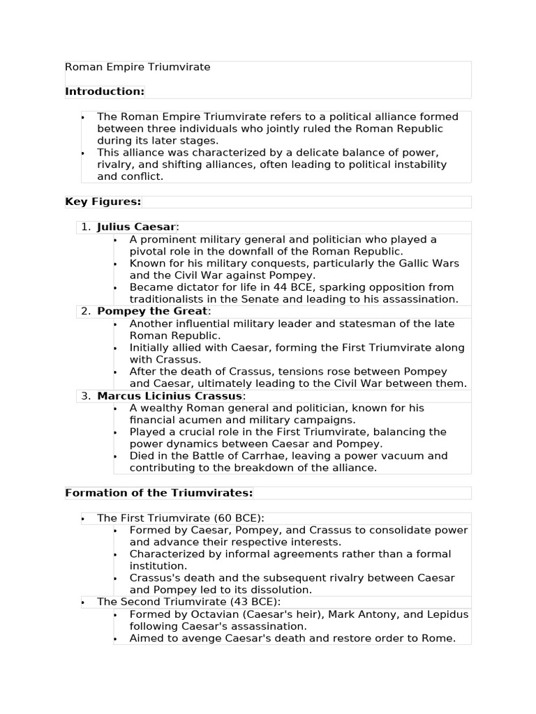 Roman Empire Triumvirate | PDF