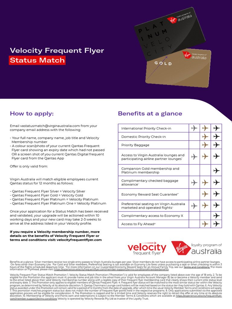 Velocity Status Match Flyer - TPG Telecom NOV23 | PDF