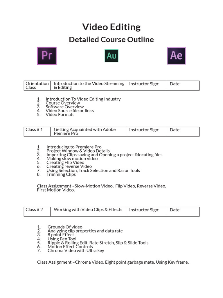Video Editing Online Course Outline | PDF | 3 D Computer Graphics ...