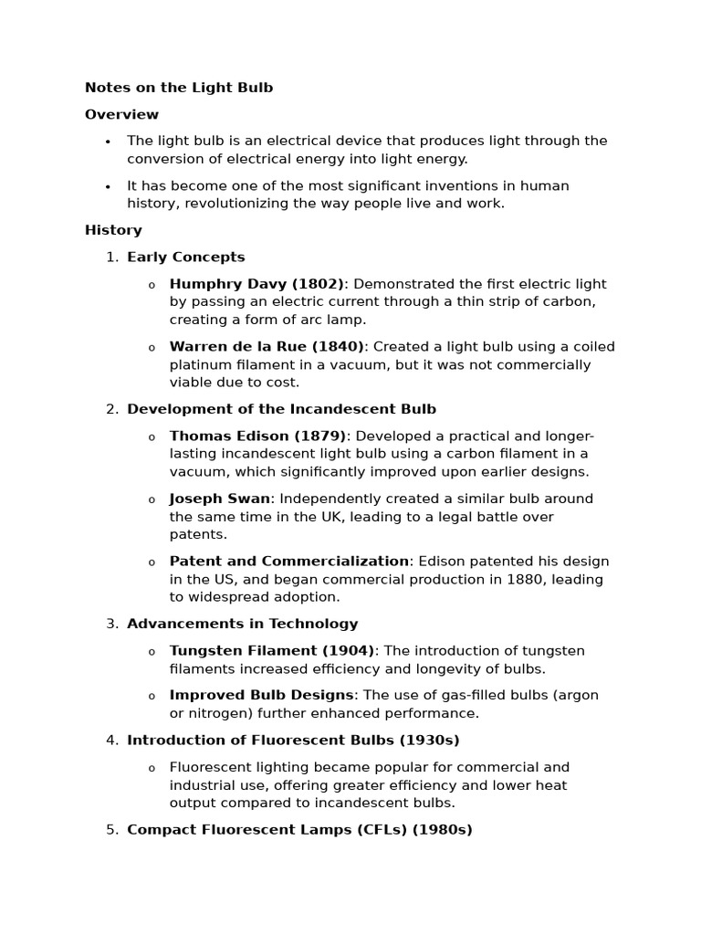 Notes On The Light Bulb | PDF