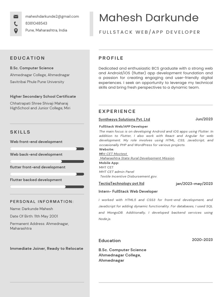 Mahesh D Resume | PDF