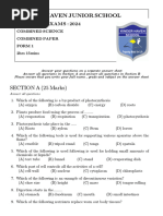 Form 1 Combined Science Exam Paper | PDF