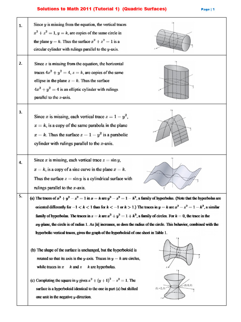 Solutions To Math 2011 (Tutorial 1) | PDF