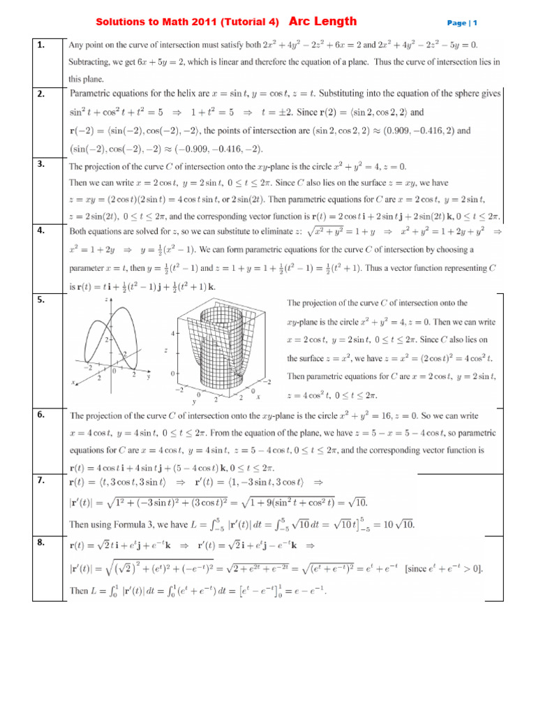 Solutions to Math 2011 (Tutorial 4) | PDF