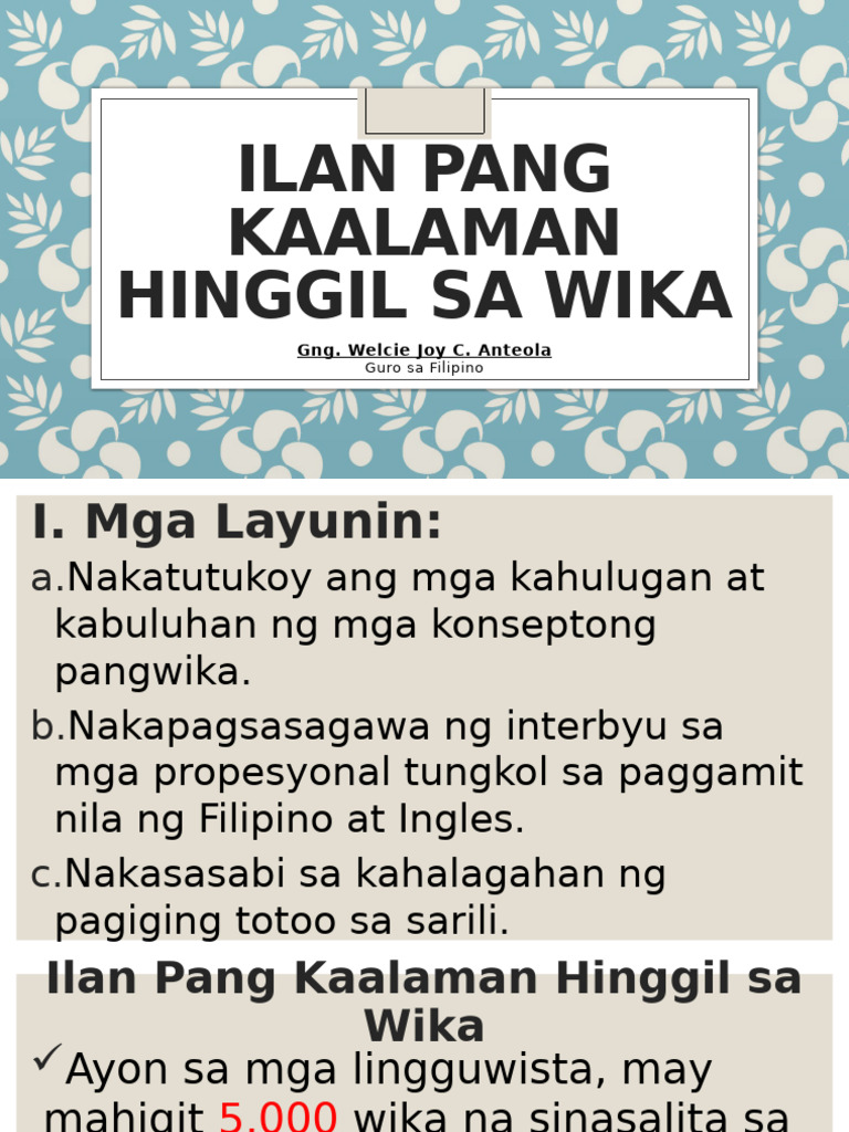 KPWKP Wk2 Ilan Pang Kaalaman Sa Wika 033935 | PDF
