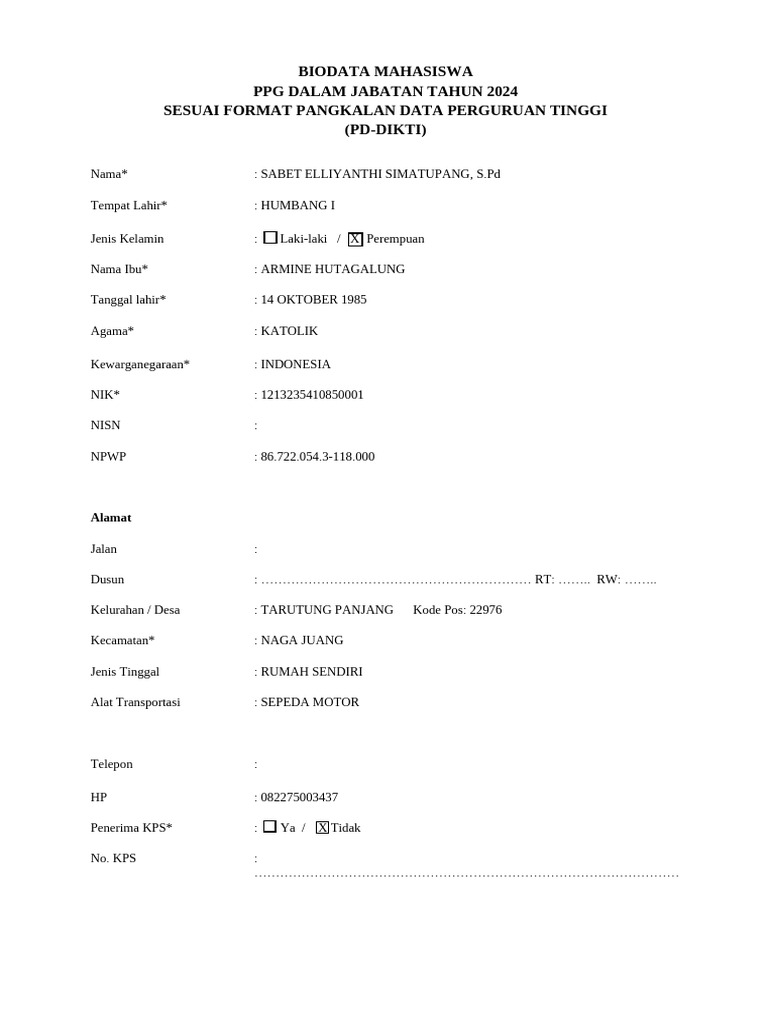 BIODATA PPG | PDF