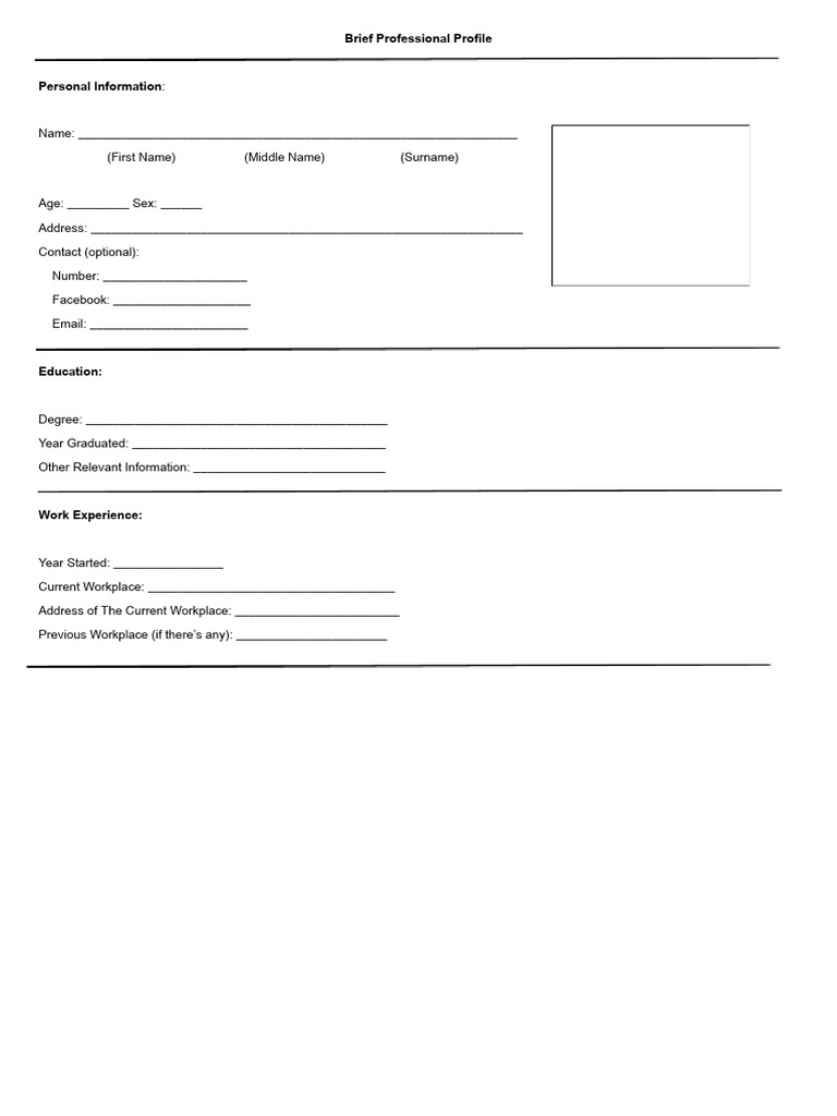 Brief Professional Profile - Layout | PDF