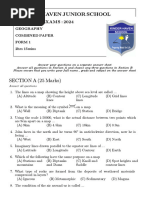 Form 2 Geography Exam Paper 2023 | PDF | Astronomy | Earth Sciences