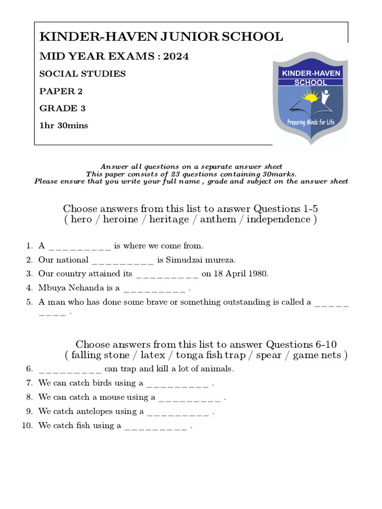 Grade 3 - Social - Studies - Paper 2 | PDF | Monotheism | Language Arts ...