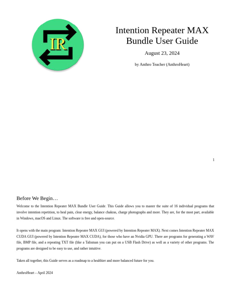 Intention Repeater MAX Bundle User Guide | PDF