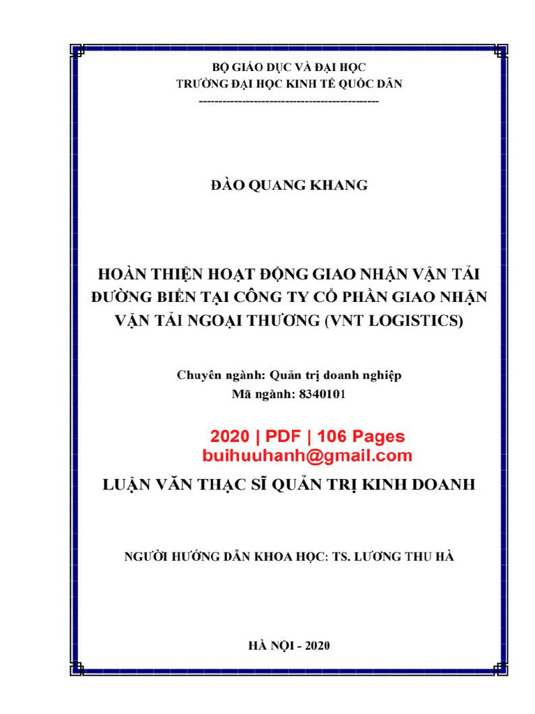 Báo Cáo Luận Văn VNT Logistíc | PDF