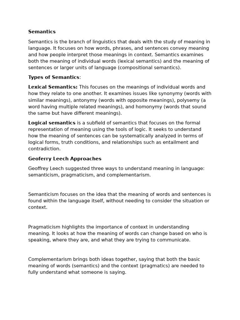 Semantics and Pragmatics-1 | PDF