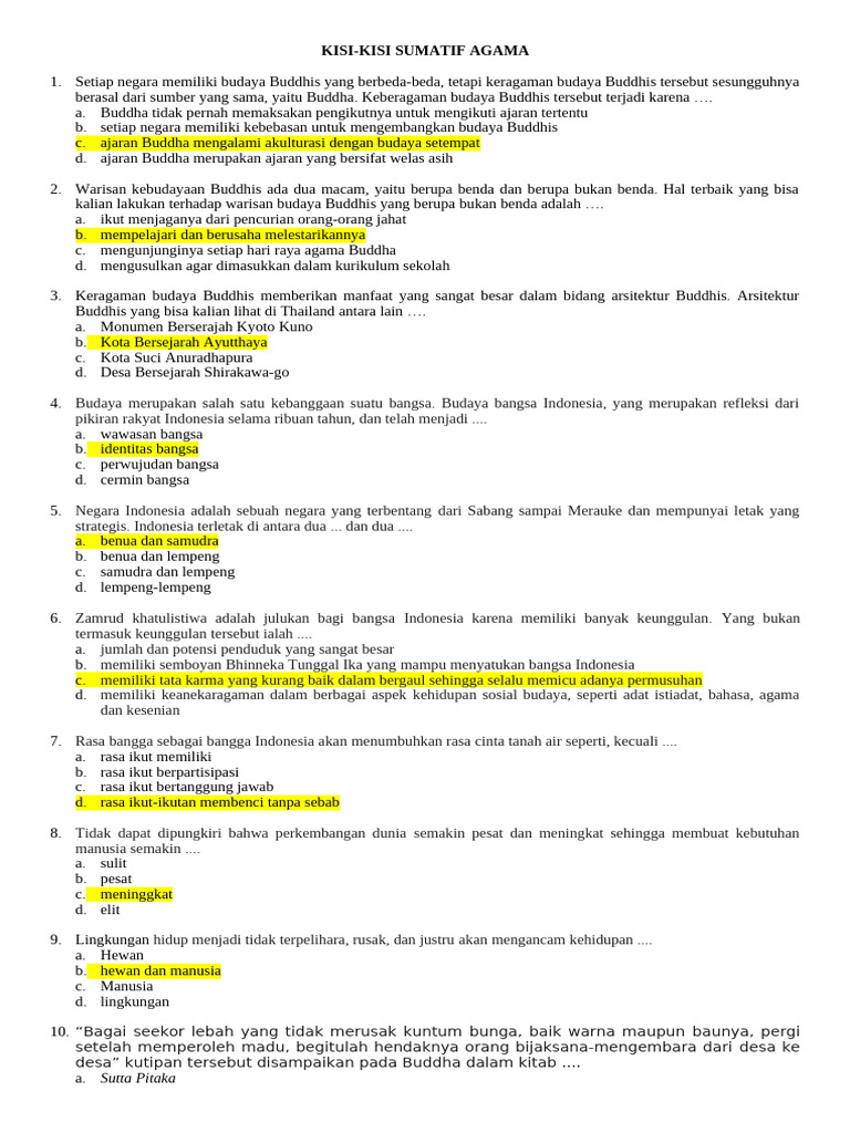 Kisi-kisi Agama Asesmen Ganjil Kelas Viii Tp 2023-2024 | PDF