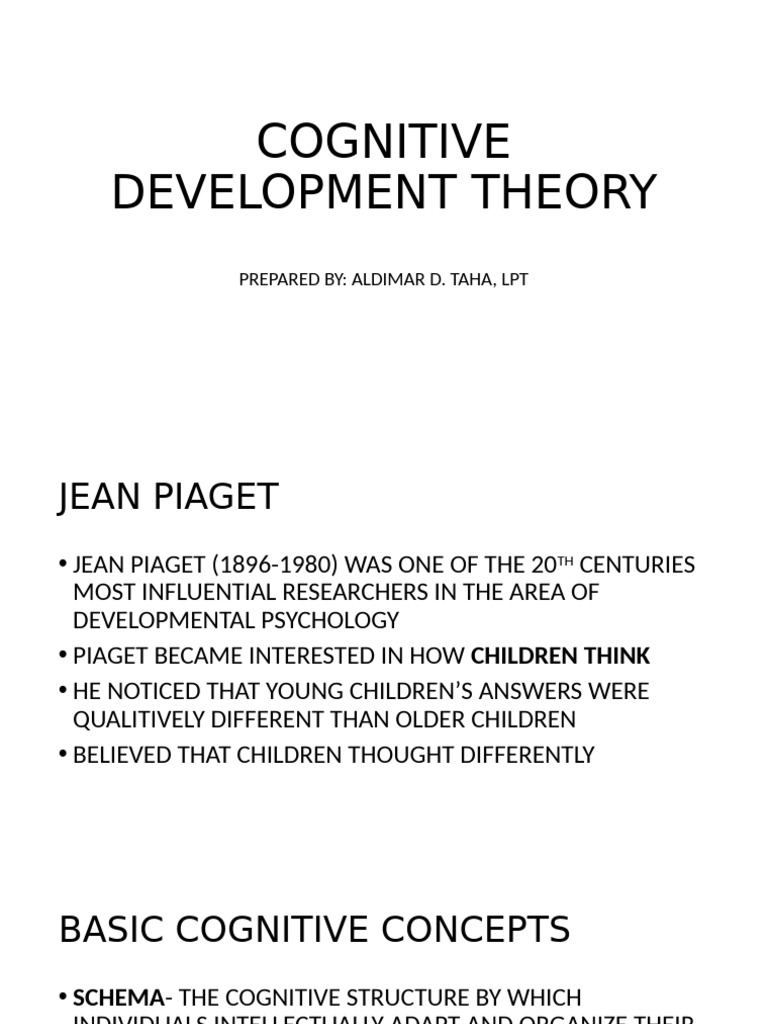 Cognitive Development Theory | PDF