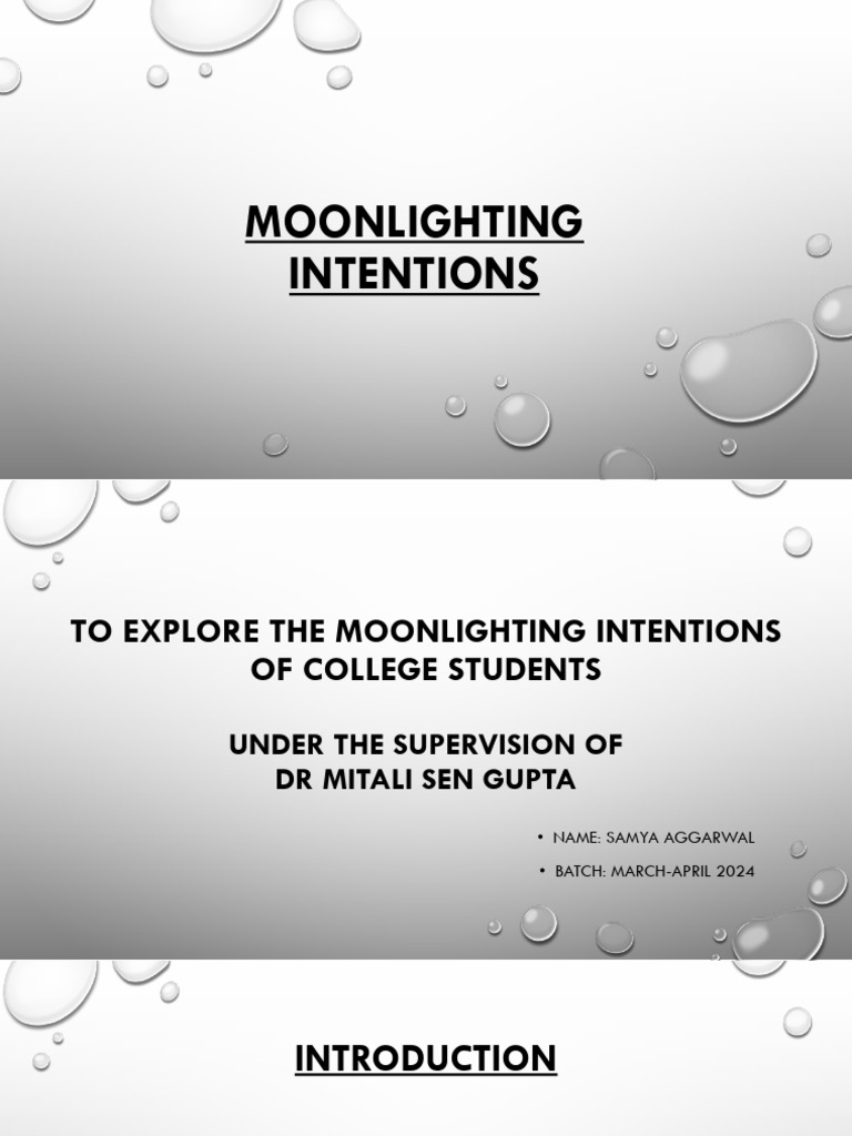 Moonlighting Intentions | PDF