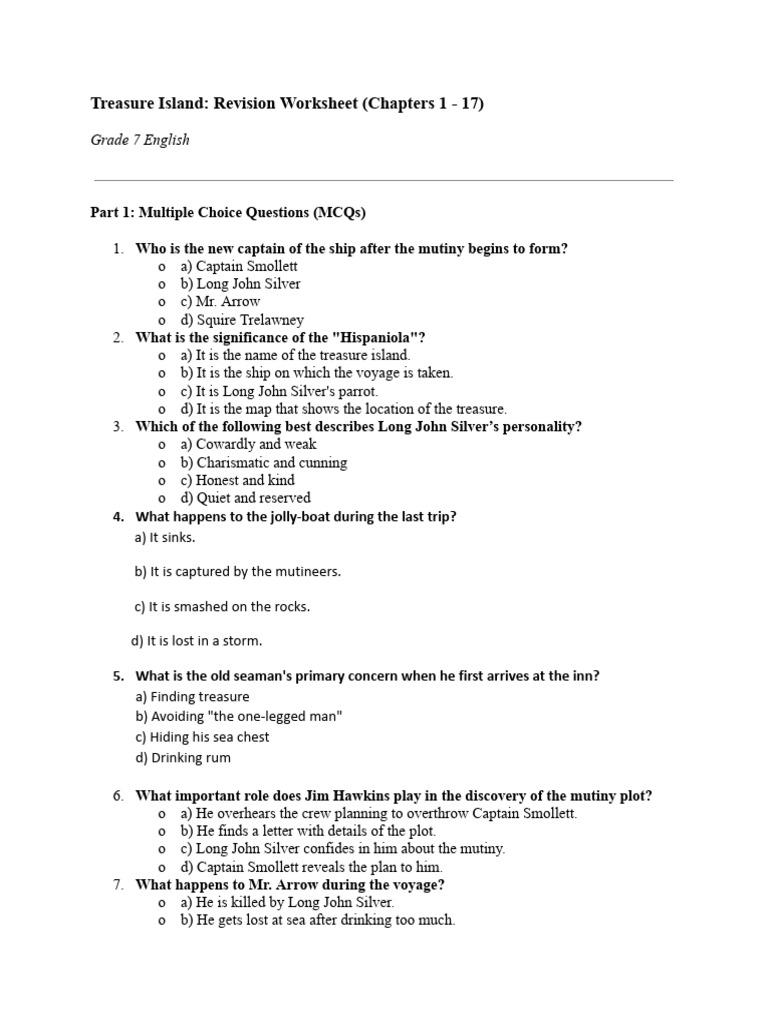 Treasure Island Worksheet | PDF