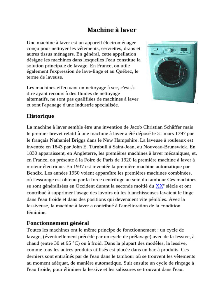 Machine à laver | PDF