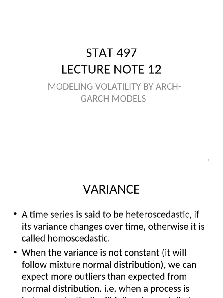 Topic 11 Stat 497 Ln11 Garch | PDF | Ordinary Least Squares | Autocorrelation