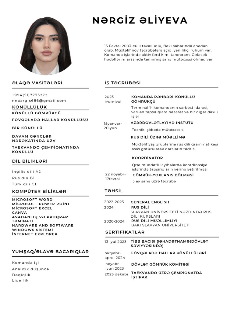 CV Nergiz Aliyeva | PDF