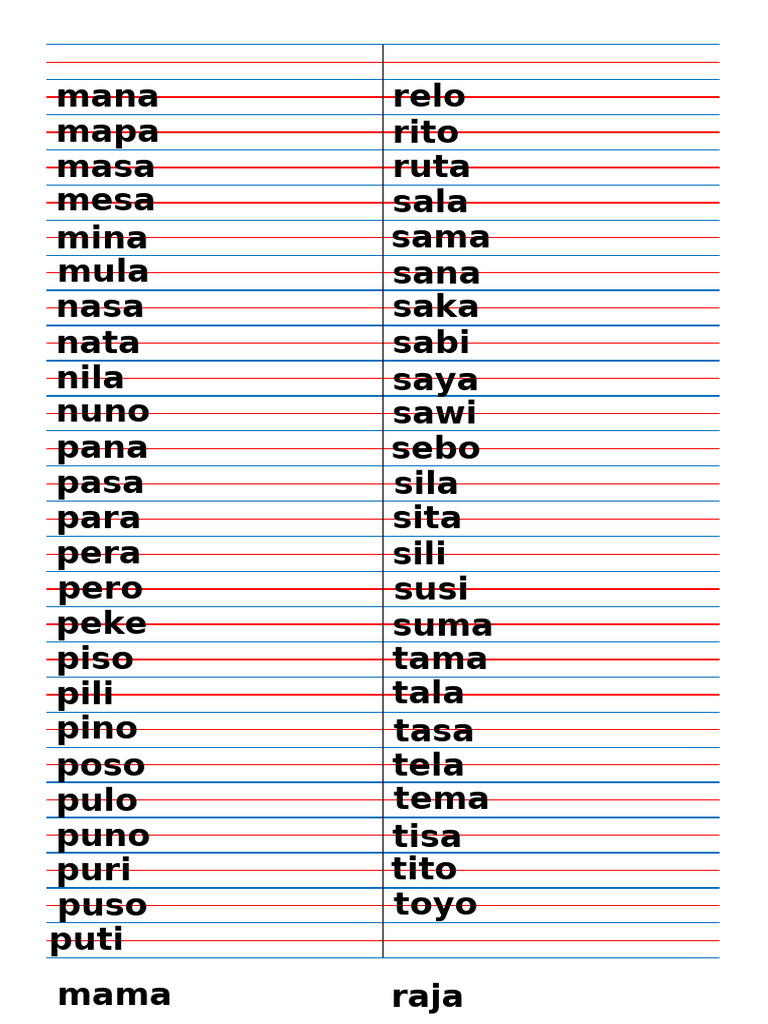 Cursive Writing Words Table | PDF