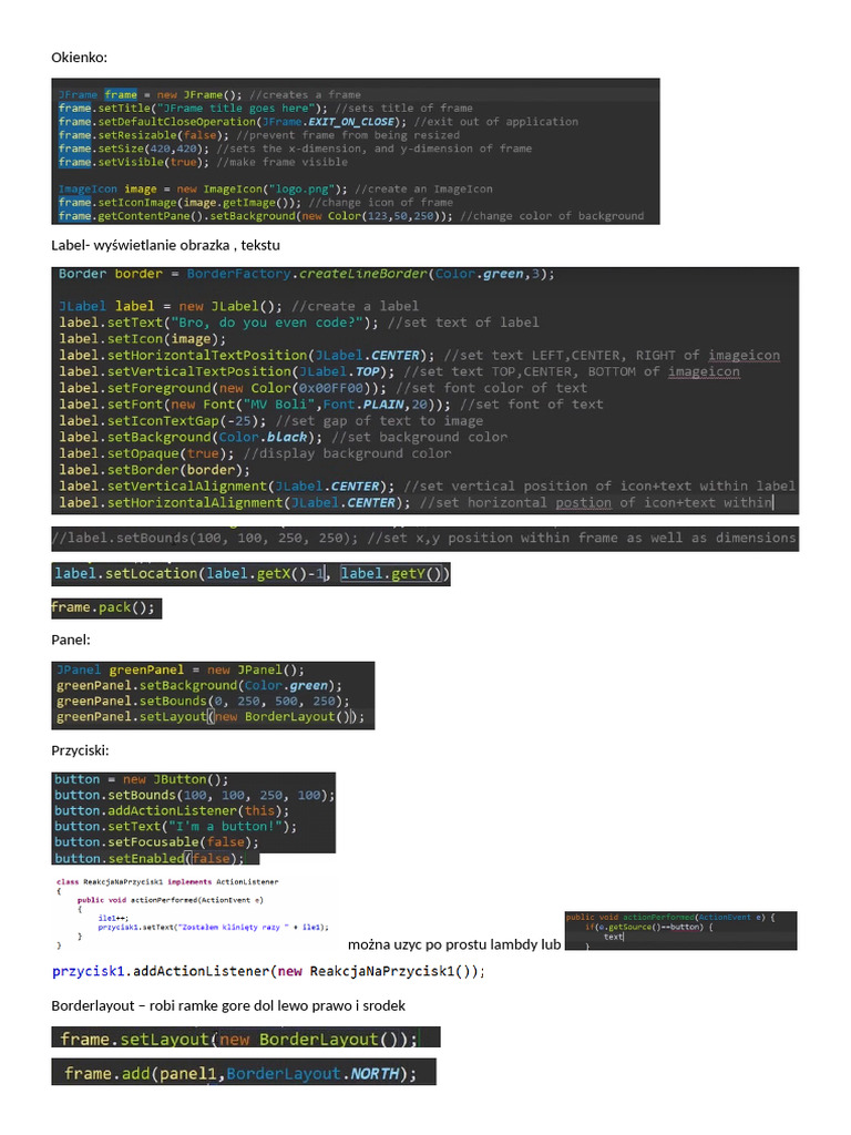 Java Swing Notatki | PDF