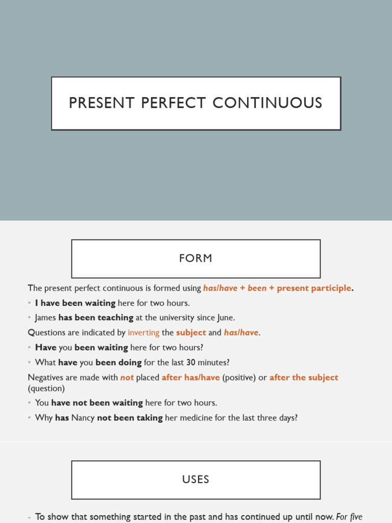 PRESENT PERFECT CONTINUOUS | PDF