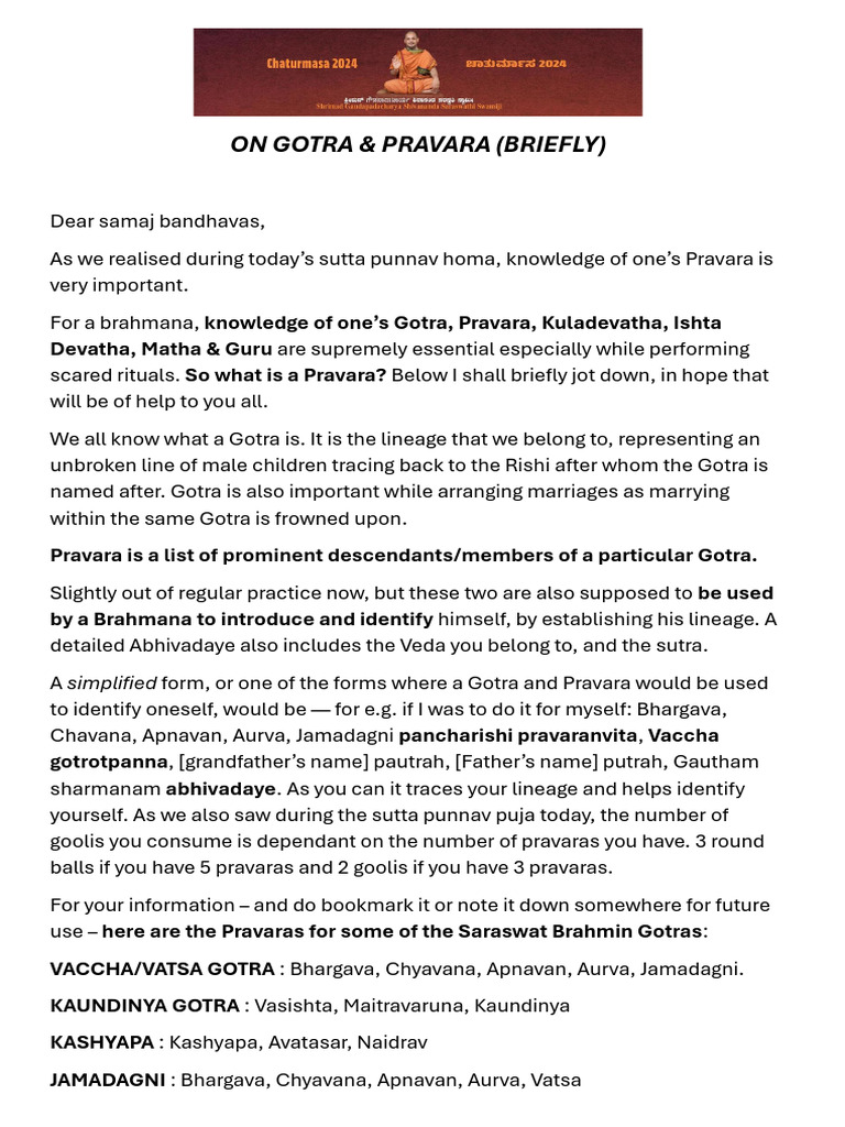 Understanding Gotra and Pravara Basics | PDF | Sutra | Lifestyle